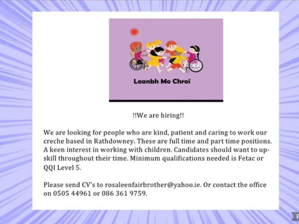 Leanbh Mo Chroí (Rathdowney) are looking for Staff - Laois County ...